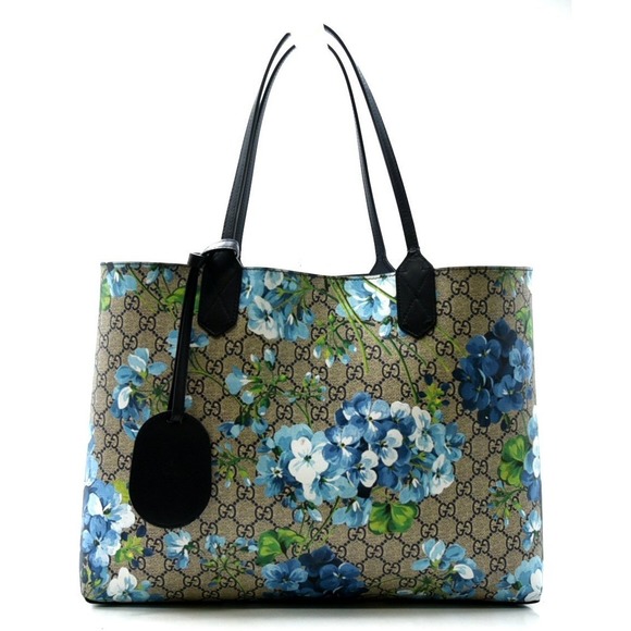 Gucci | Bags | Gucci Gg Blooms Reversible Leather Tote Bag Flower Blue ...